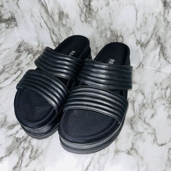 ROAM | Shoes | Roam Shoes Sandals Crescent Platform Vegan Leather Black ...